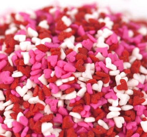 Mini Heart Quins — Red, White & Pink Sprinkles